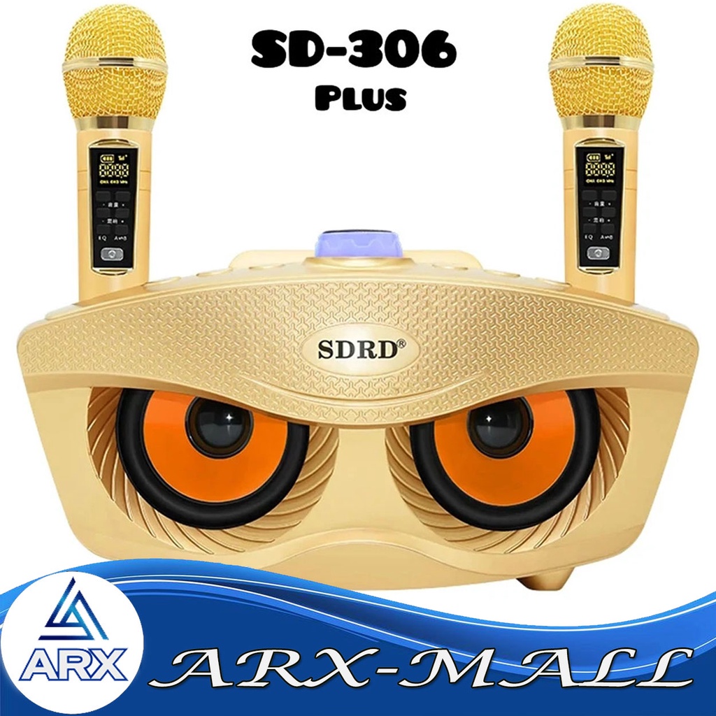 SDRD SD-306Plus/306/K08 Wireless Bluetooth Dual Microphone Karaoke Portable 3D Stereo Speaker ...