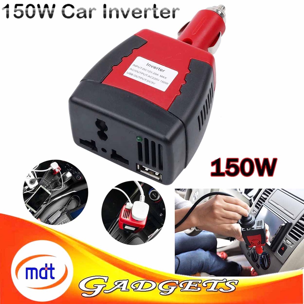 150W DC 12V To AC 220V Car Power Inverter AC Outlet Charger | Shopee ...