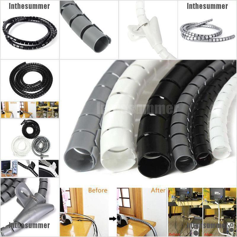 Inthesummer♬ 1M 10/25Mm Cable Spiral Wrap Tidy Cord Wire Banding Loom ...