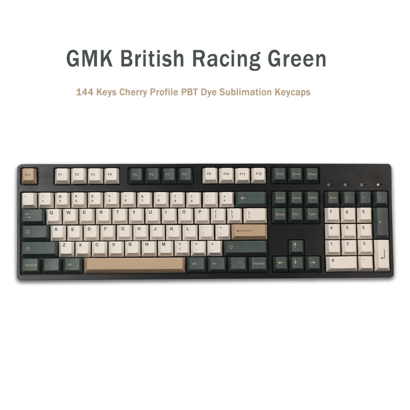 144 Keys GMK British Racing Green Cherry Profile PBT Dye Sublimation ...