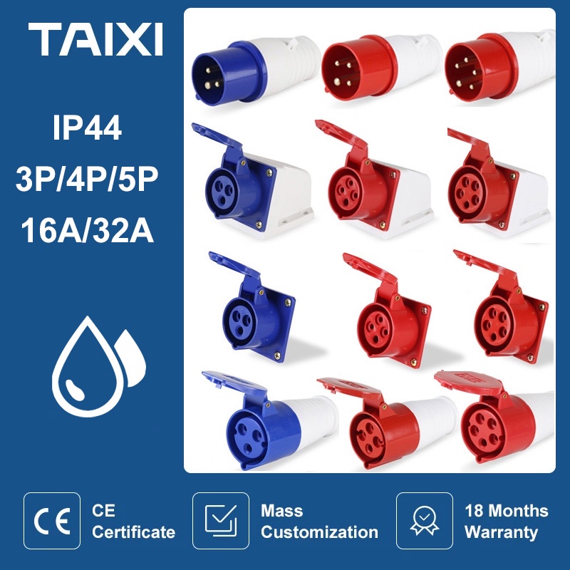 Industrial Aviation Plug and Socket 16A 32A 3P 4P 5P IP44 Waterproof and Explosion-proof Plug ...