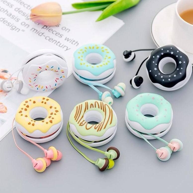 In-ear wired small earphone with donut storage box Creative earphone ...