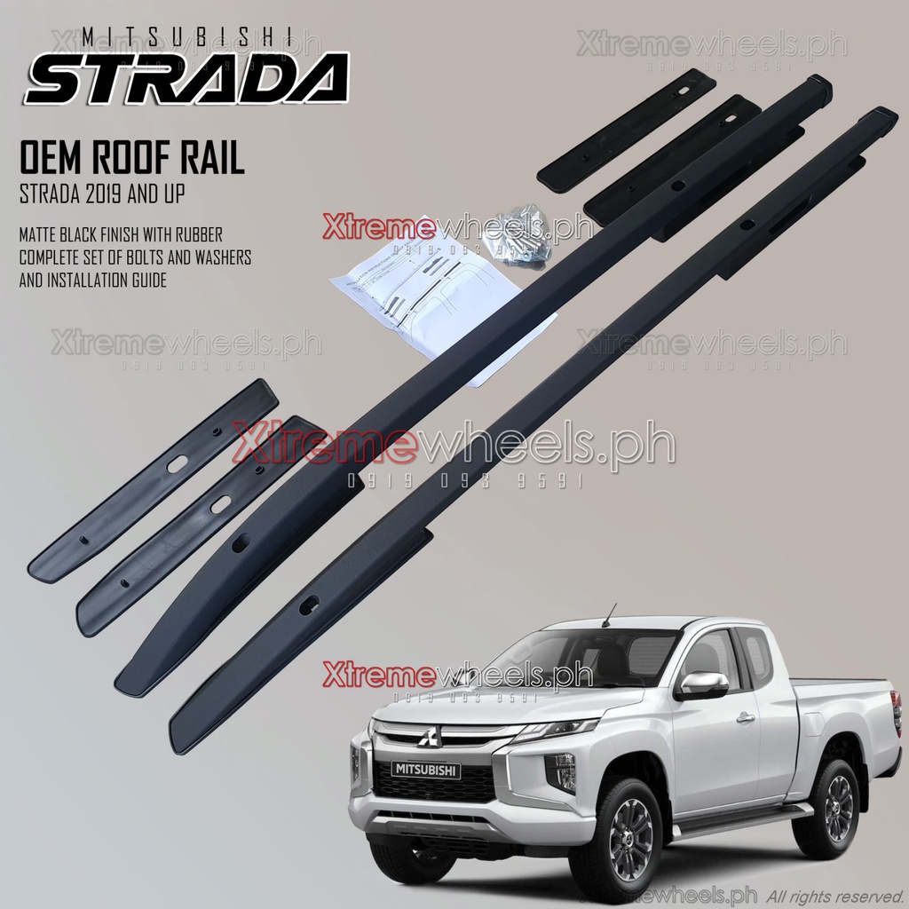 Mitsubishi Strada 2015-2023 Matte Black Roof Rail / Roofrail (RR009B ...