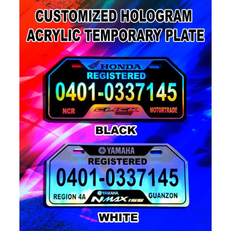Temporary Plate Number for Motorcycle (Holographic Effect) | Shopee ...