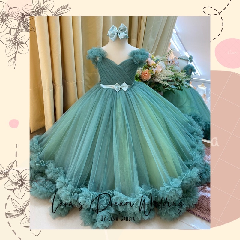 FLITTED SAGE GREEN BIRTHDAY/ABAY/PICTORIAL/ Gown for the Baby | Shopee ...