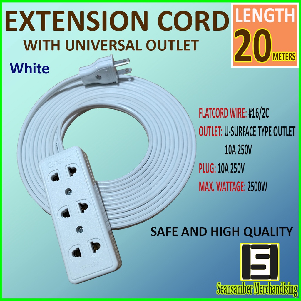 20 METERS Extension Cord with 3Gang Universal Outlet | Shopee Philippines