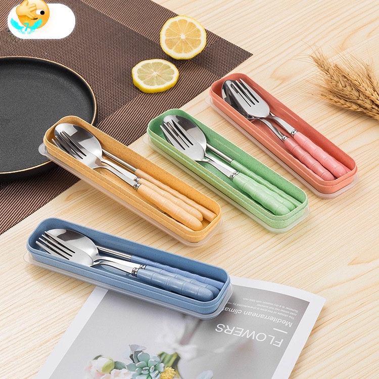 Portable Stainless Steel Cutlery Set Spoon Fork Chopsticks 3pcs Travel ...
