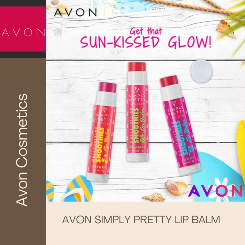 Avon Simply Pretty moisturizing lip balm 4g (flavors: cherry, strawberry, candy) | Shopee ...