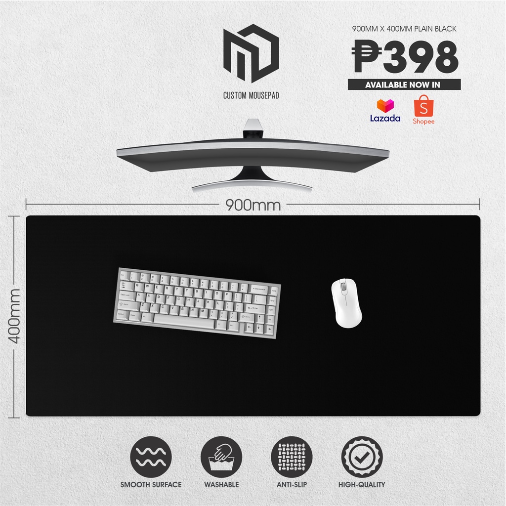 MD Custom Mousepad 900X400mm Plain Black Large Gaming Mousepad | XXL XL ...
