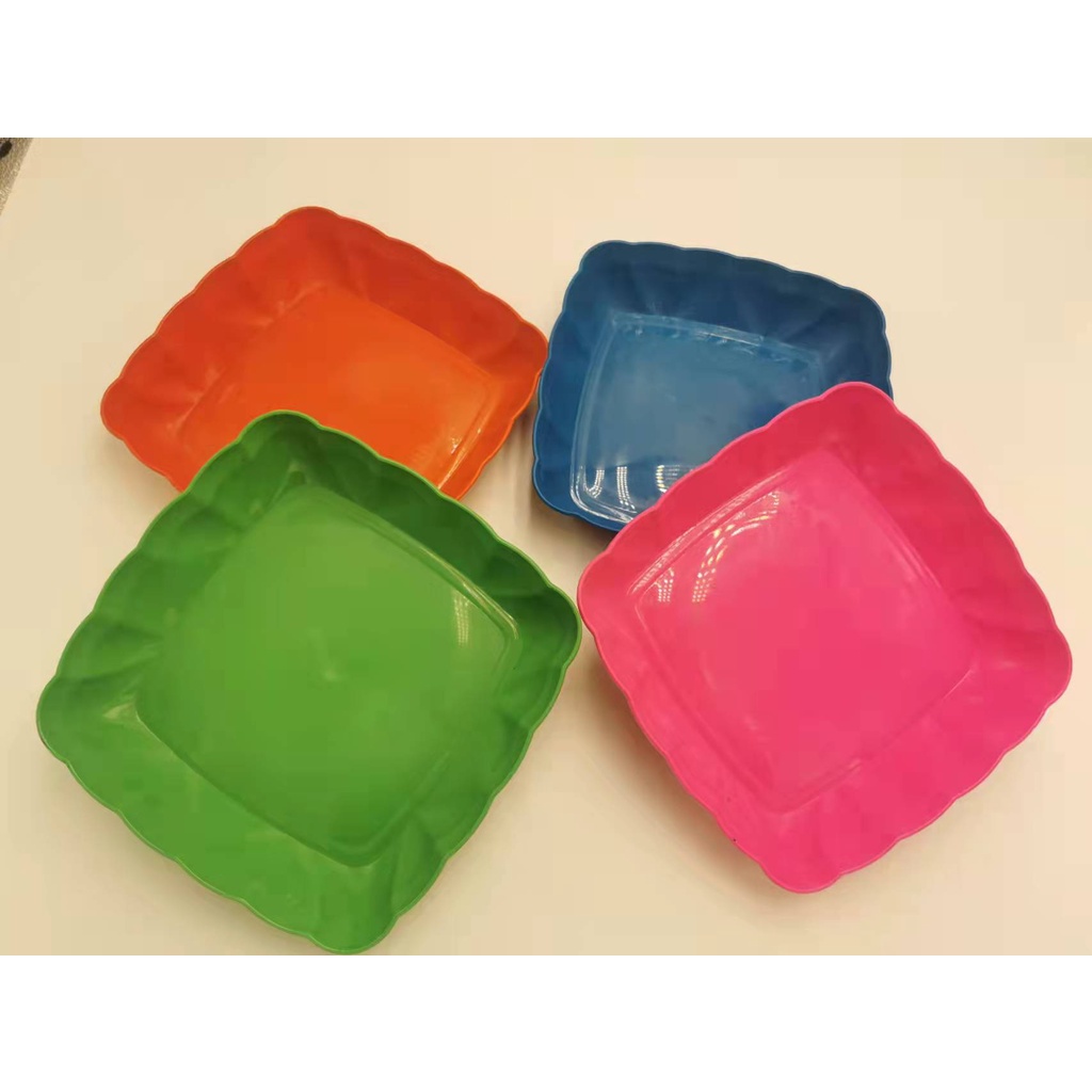 HM 9 Inch Square plastic plate reusable plate | Shopee Philippines