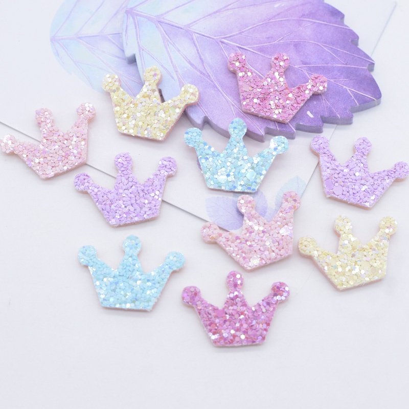 50Pcs 3CM Glitter Padded Crown Applique Crafts Decorative Accessory ...