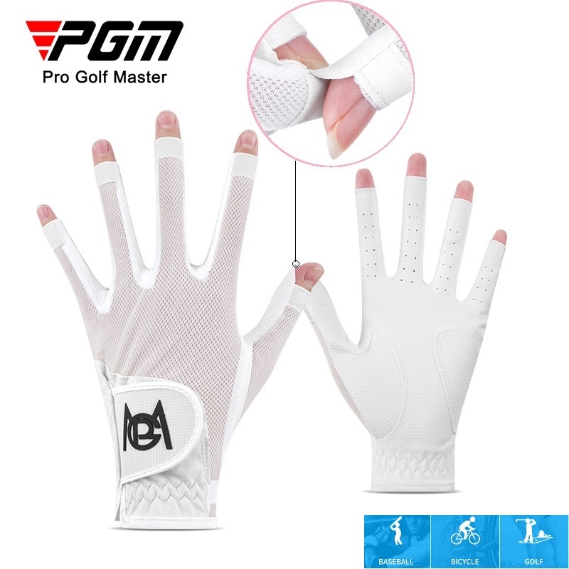 PGM High quality PU and mesh stretch fabric golf glove with breathable holes non-slip texture ...