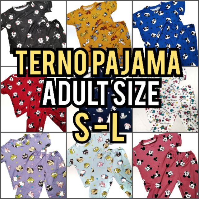 TERNO PAJAMA SET - ADULT SIZE / S TO L (TSHIRT + PAJAMA) FOR KIDS BOYS ...