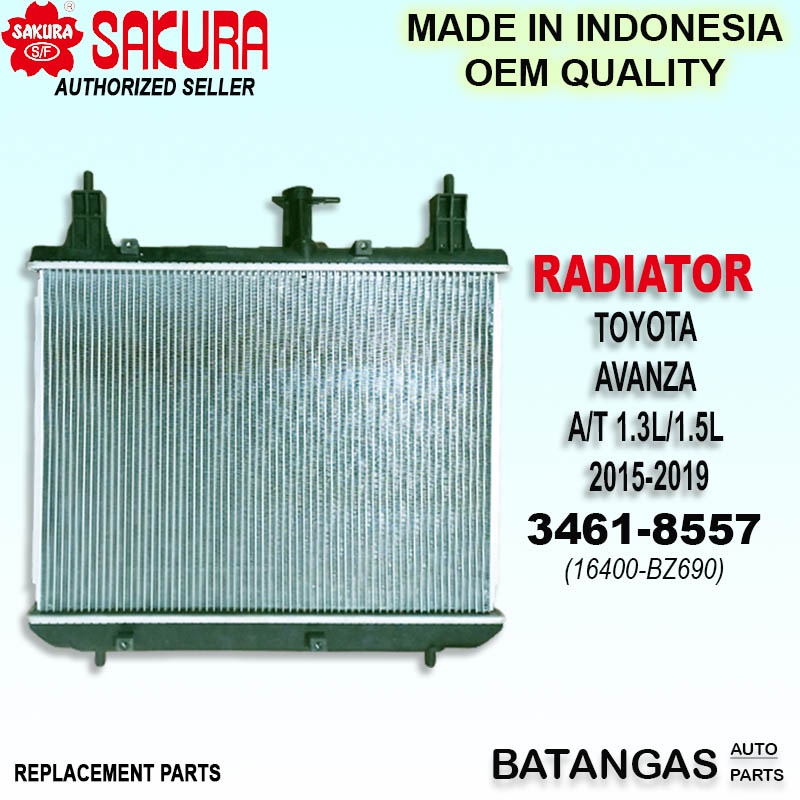 RADIATOR FOR TOYOTA AVANZA A/T 1.3L/1.5L 2015-2019 SAKURA 3461-8557 ...