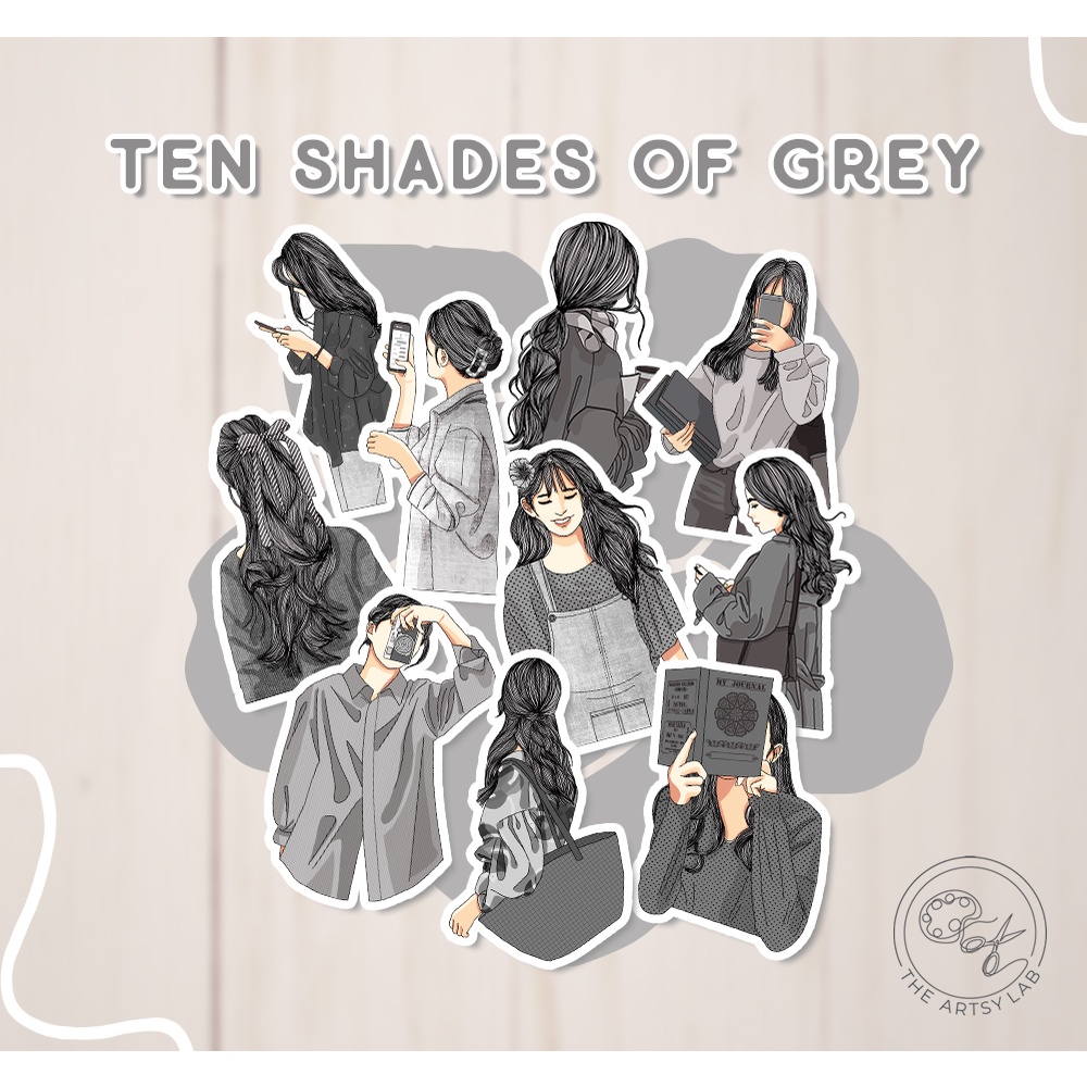 Ten Shades of Grey Girl Sticker, Die Cut, Journal Planner Stickers ...