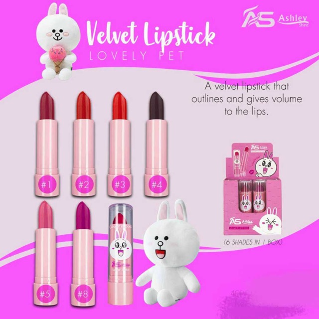 Ashley velvet lipstick (Rabbit) | Shopee Philippines