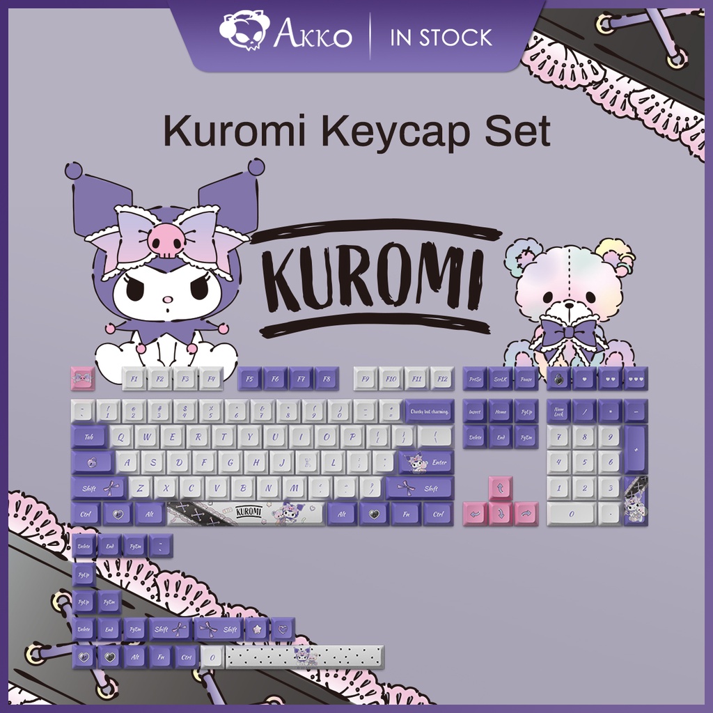 Akko Kuromi Keycap Set JDA Keycap Set,Durable PBT DIY Dye-Sublimatio ...
