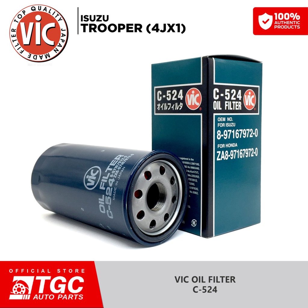 Vic Oil Filter Isuzu Trooper 4JX1 C-524 C524 1pc | Shopee Philippines