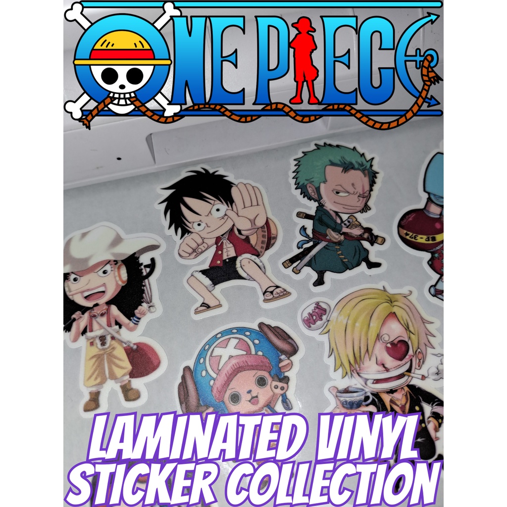 17 pcs One Piece machine cut laminated vinyl Chibi stickers collection ...