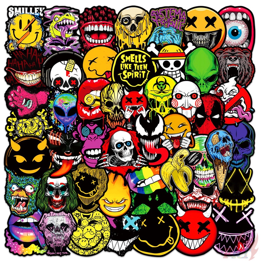 HipHop Funny Horror Face Series 01 Stickers 50Pcs/Set Waterproof DIY ...