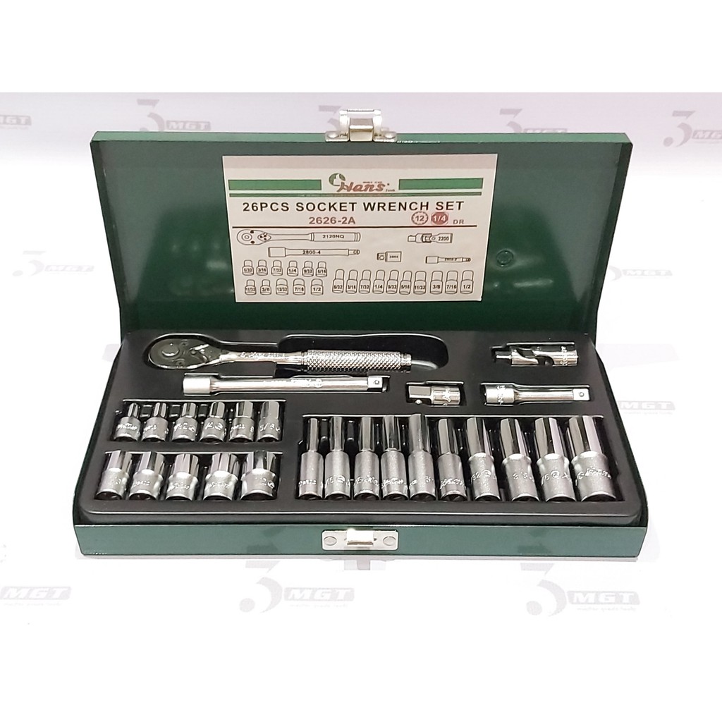 Hans 26 Pcs. 1/4" Drive Socket Wrench Set SAE | Shopee Philippines