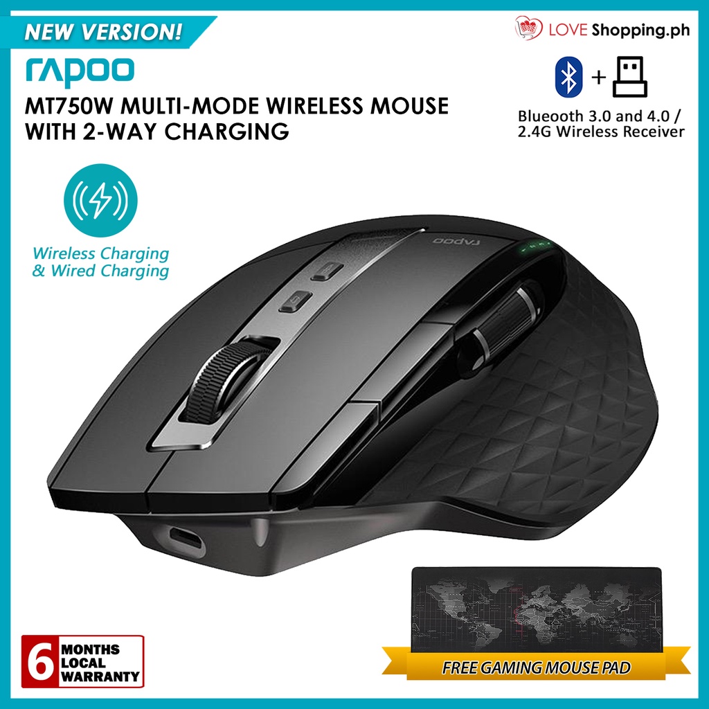 RAPOO MT750W / MT750L Rechargeable 2.4G Wireless Mouse Multi-Mode with ...
