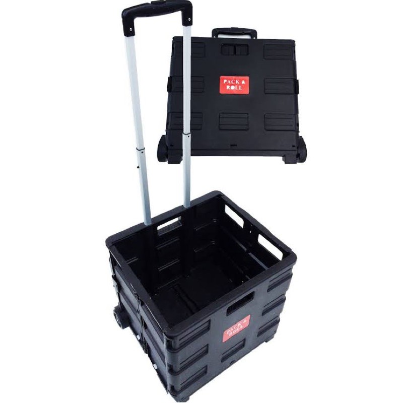 Pack and roll foldable collapsible shopping trolley cart stroller ...