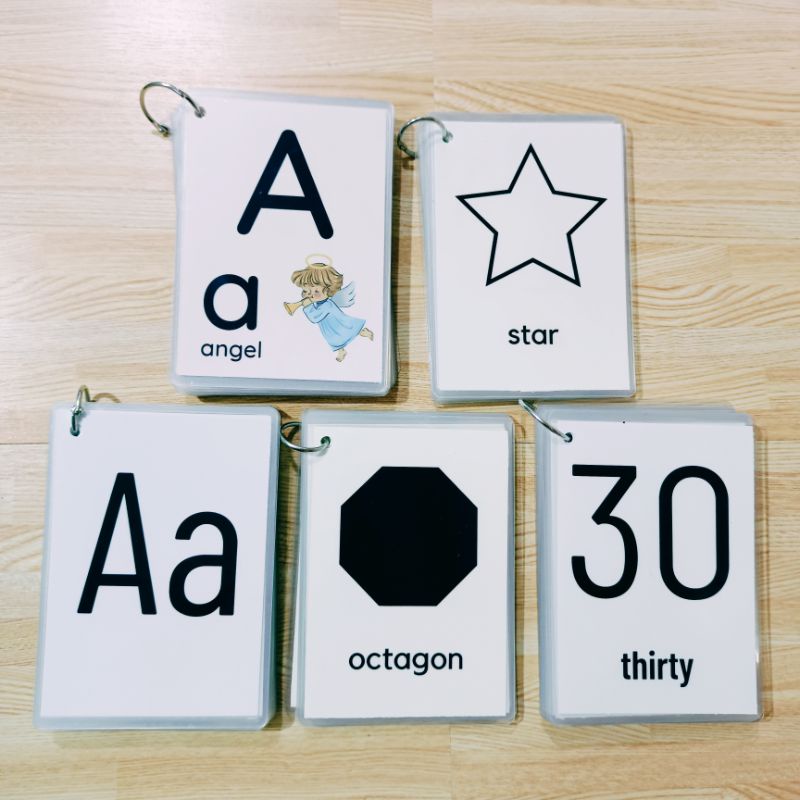 KIDSZOE plain flash cards alphabet numbers shapes laminated educational ...