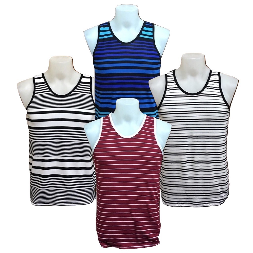 Fashion Cotton Stripes Sando For Men | Shopee Philippines