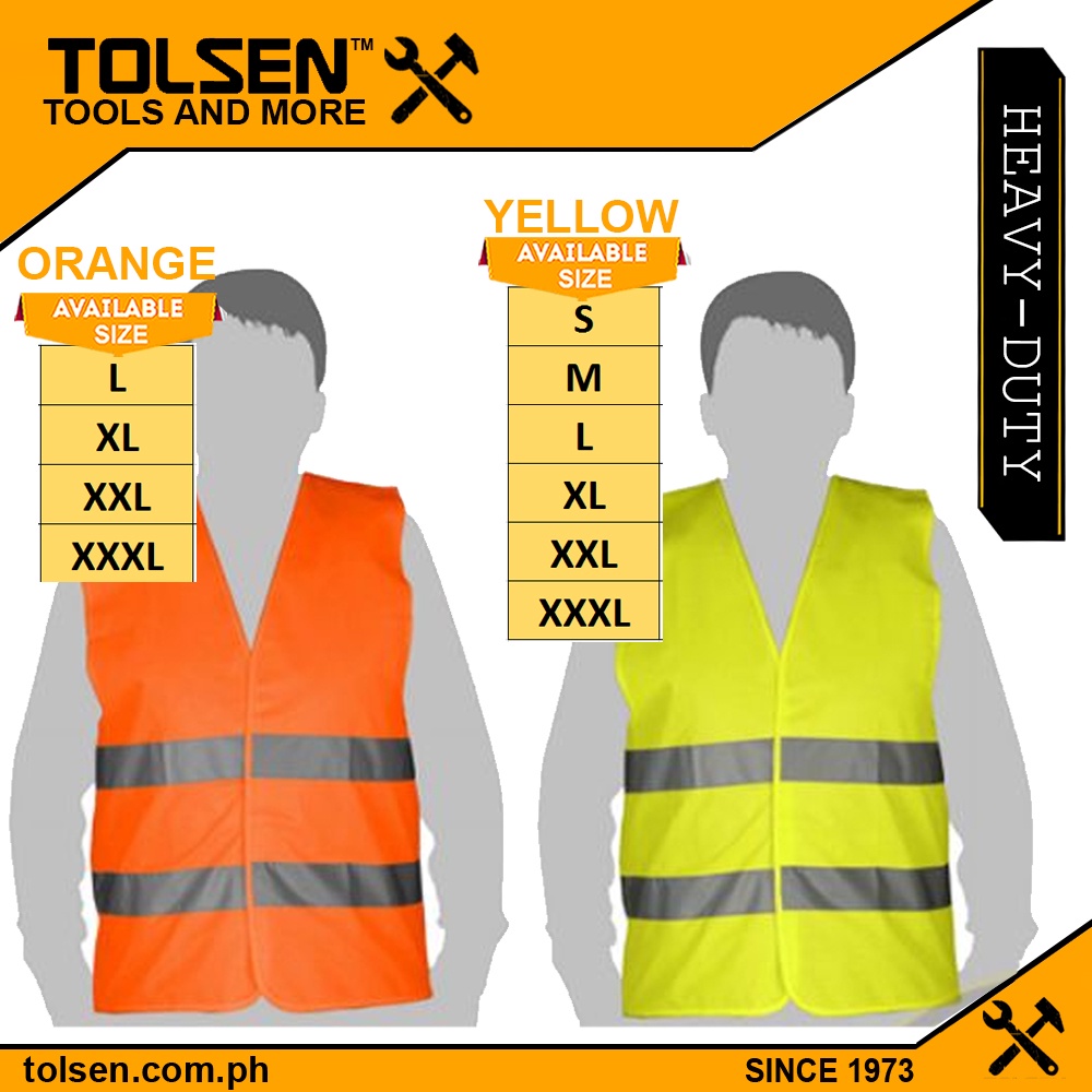 Tolsen Polyester Reflector Vest Orange (Large - XXXL) w/ High ...