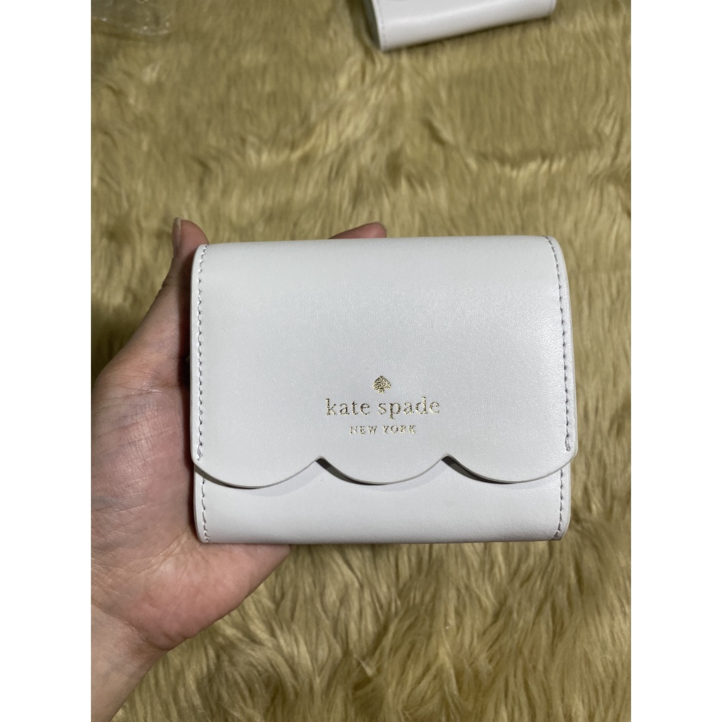 AUTHENTIC KateSpade gemma small flap wallet - WHITE | Shopee Philippines