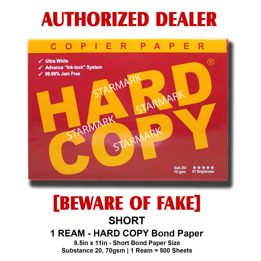 Hard Copy Bond Papers SHORT 8 5x11 Inches 70gsm Substance 20 RED Label