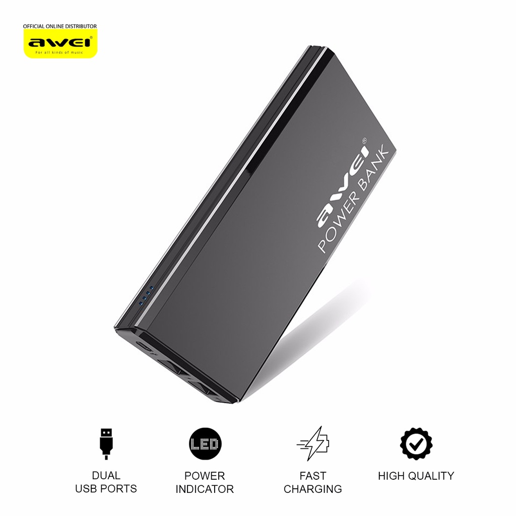 Awei P92K Power Bank 10000mAh Polymer with Dual USB Port | Shopee ...