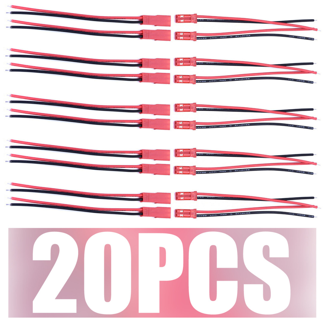 20pcs New JST 2Pin Connector Male Female Plug Cable Wire For Battery ...