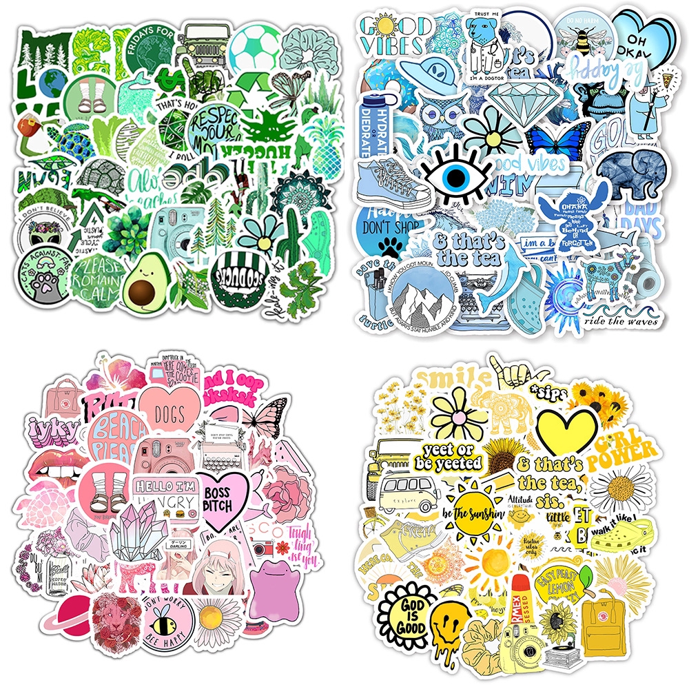 50 pcs 6 colors VSCO Style Refreshing Waterproof Grafitti Stickers ...