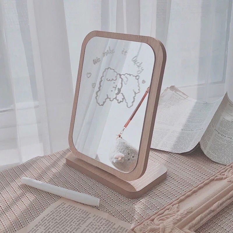 Meedo Aesthetic Portable Beauty Collapsible Wooden make up Mirror ...