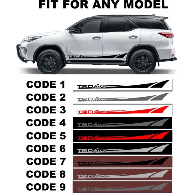 Toyota Fortuner TRD Sport Sticker Design Decals Set 2pcs | Shopee ...