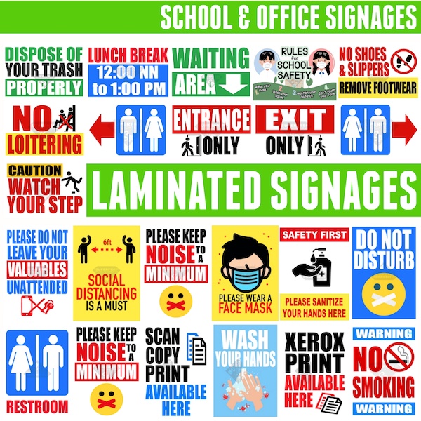 Laminated Sign Boards 3 SCHOOL OFFICE STORE - A4 FaceMasks Sanitize ...