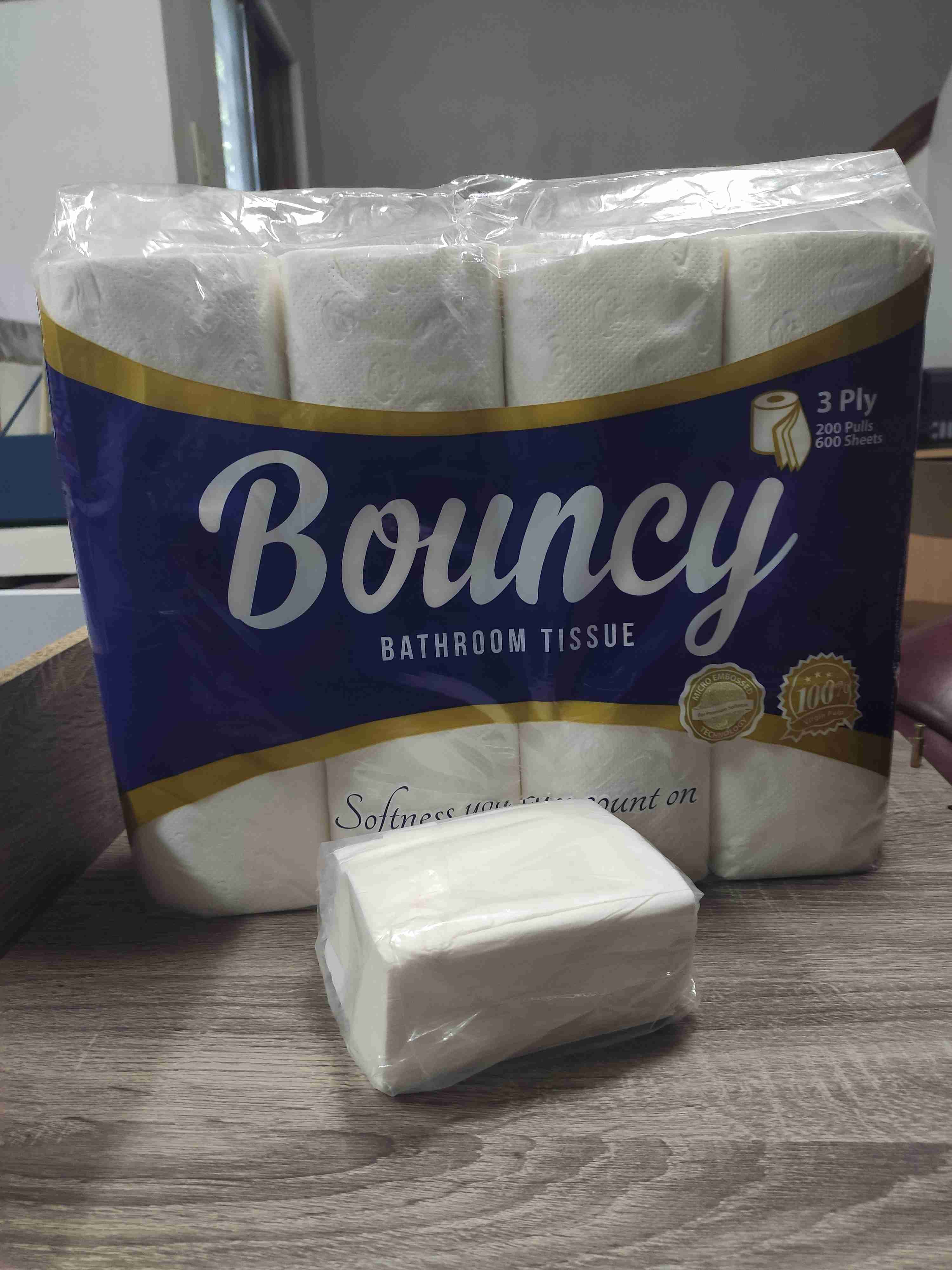 Bouncy Bathroom Tissue 3 Ply 200 Pulls x 12 Rolls - Toilet Paper ...