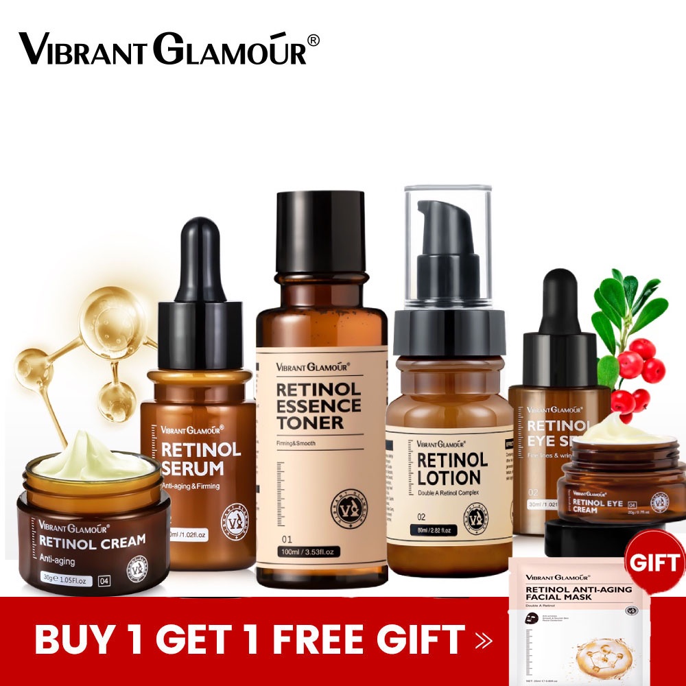 VIBRANT GLAMOUR Natural Retinol Sets Face Cream+Facial Serum+Retinol ...