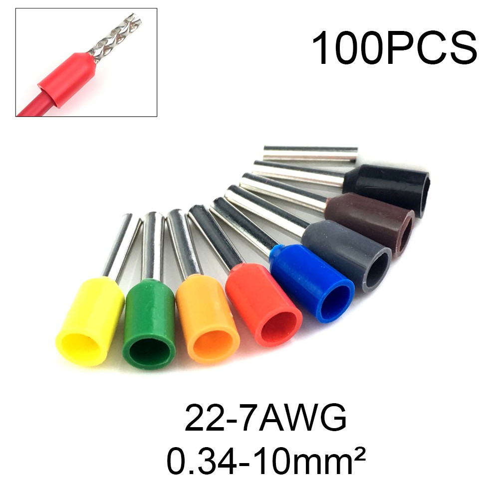 100Pcs Electric Wire Conector Crimp Connectors Wire Ferrule Terminal ...