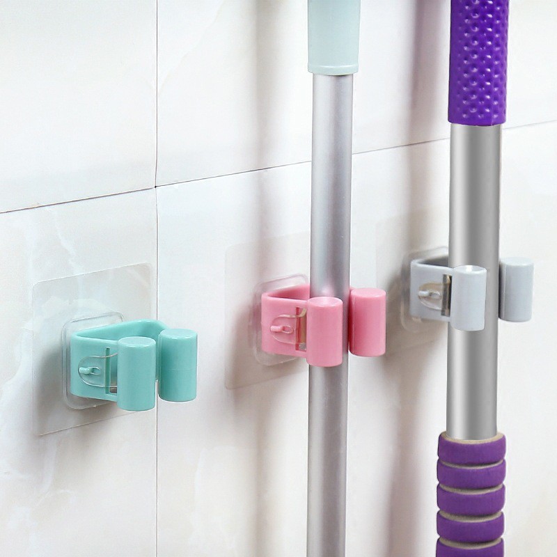 Wall Mounted Mop Holder Bathroom Magic Wall Sticker Mop Holder Stick On ...