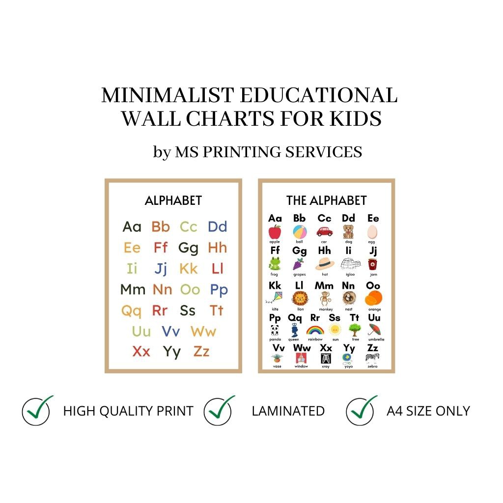Minimalist Educational Wall Charts for Kids (Laminated A4 Size ...
