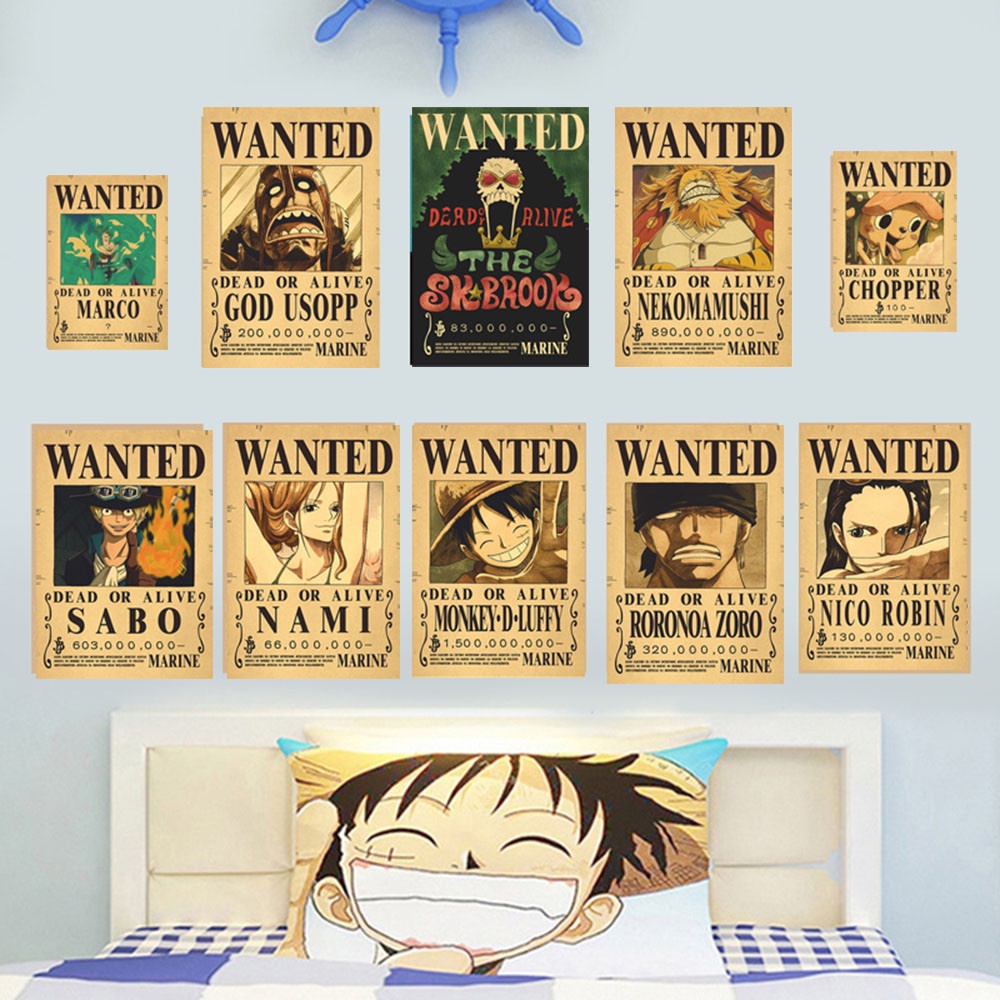 One Piece Wanted Poster One Piece Wallpaper Big Size 42*29cm Vintage ...