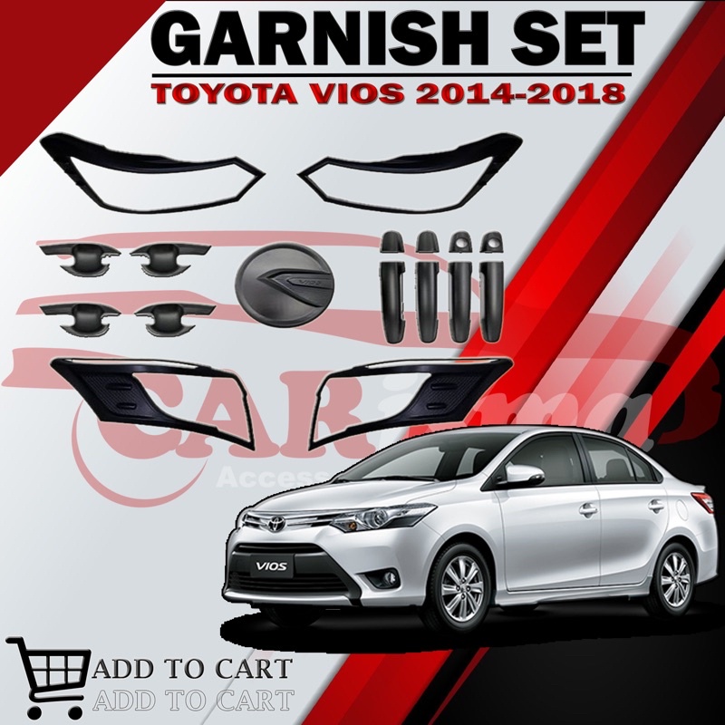 TOYOTA VIOS GARNISH SET 2014-2018 (VIOS ACCESSORIES) CARISMA | Shopee ...