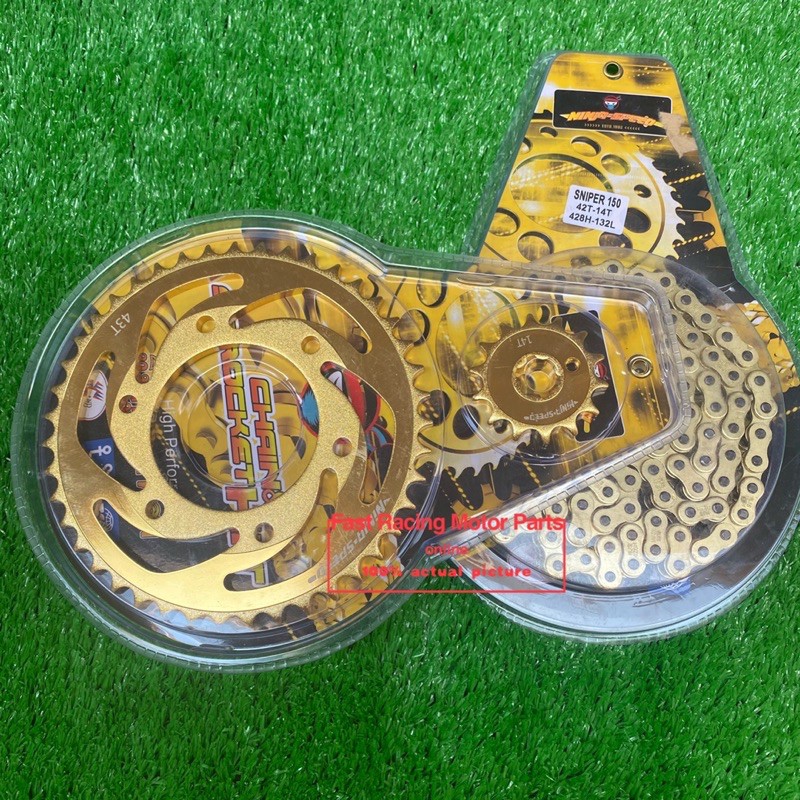Sniper 150/Mx,FZ16 motorcycle chain & sprocket set Gold NINJA SPEED ...