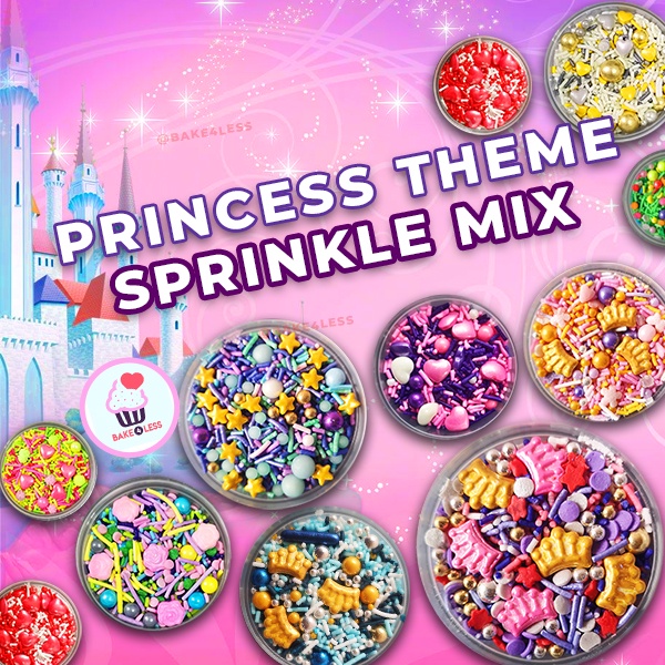 Disney Princess Candy Sprinkles Mix 50g - Disney Princess Theme Edible ...
