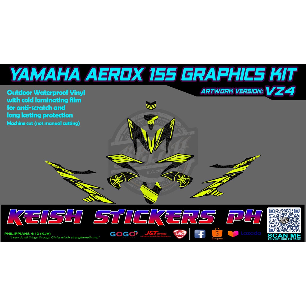 YAMAHA Aerox 155 Decal Kit / Graphics Kit - V21-V40 (20 Different ...