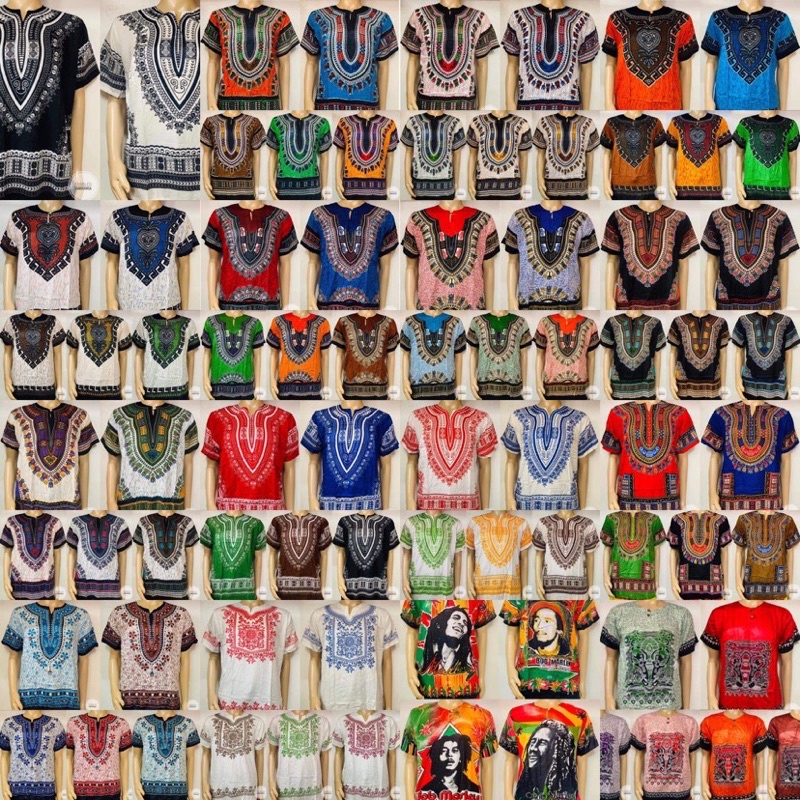 Indian Colored Dashiki Shirt/Bob Marley/Duduy White/Kukuh Chuy/Boho ...