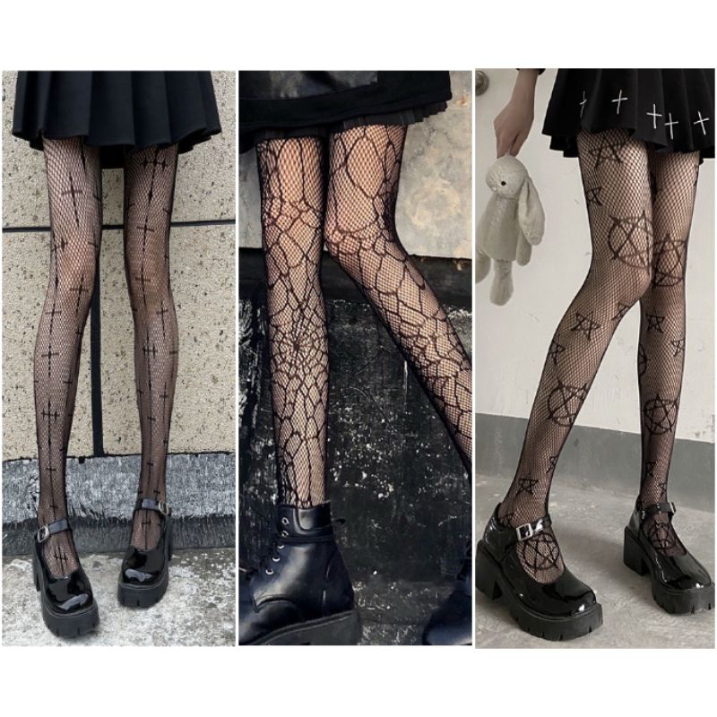 Alienated Shop | P1 Pentagram Cross Spider Web Stocking Gothic Grunge ...